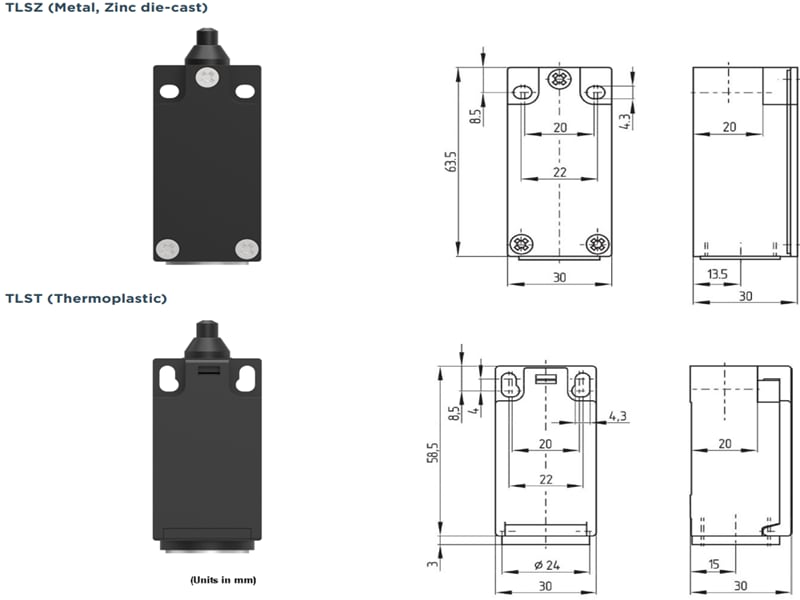 TLS Series Limit Switches - TE Connectivity / Alcoswitch | Mouser